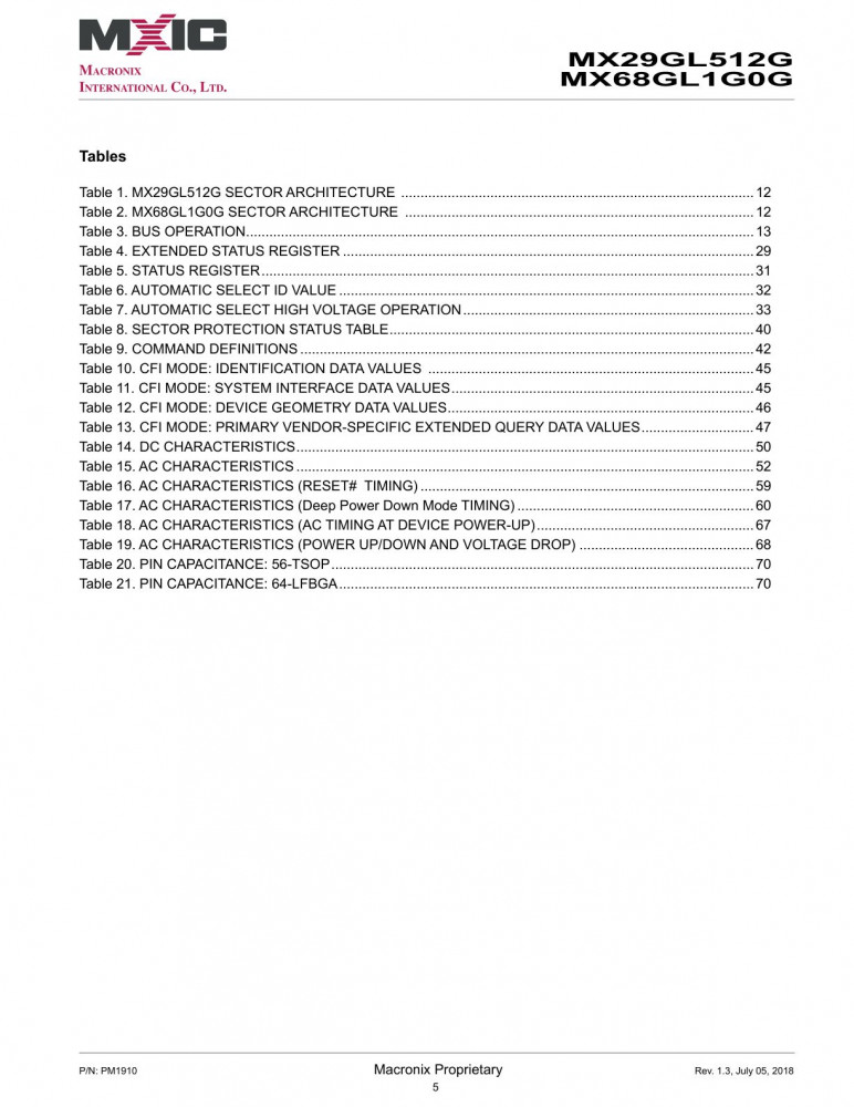 MXIC datasheet page 5