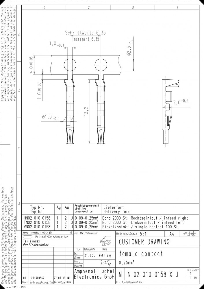 Amphenol VN0201001581 customer drawing preview