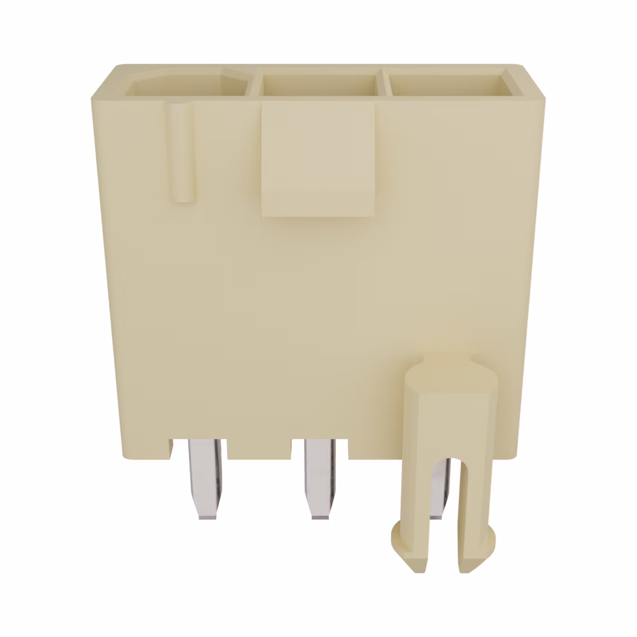 Mini-Fit Jr. Header, 4.20mm Pitch, Single Row, Vertical, 3 Circuits, Nylon 6/6 94V-2, Natural, Matte Tin (Sn) Plating, with Mounting Pegs for sale