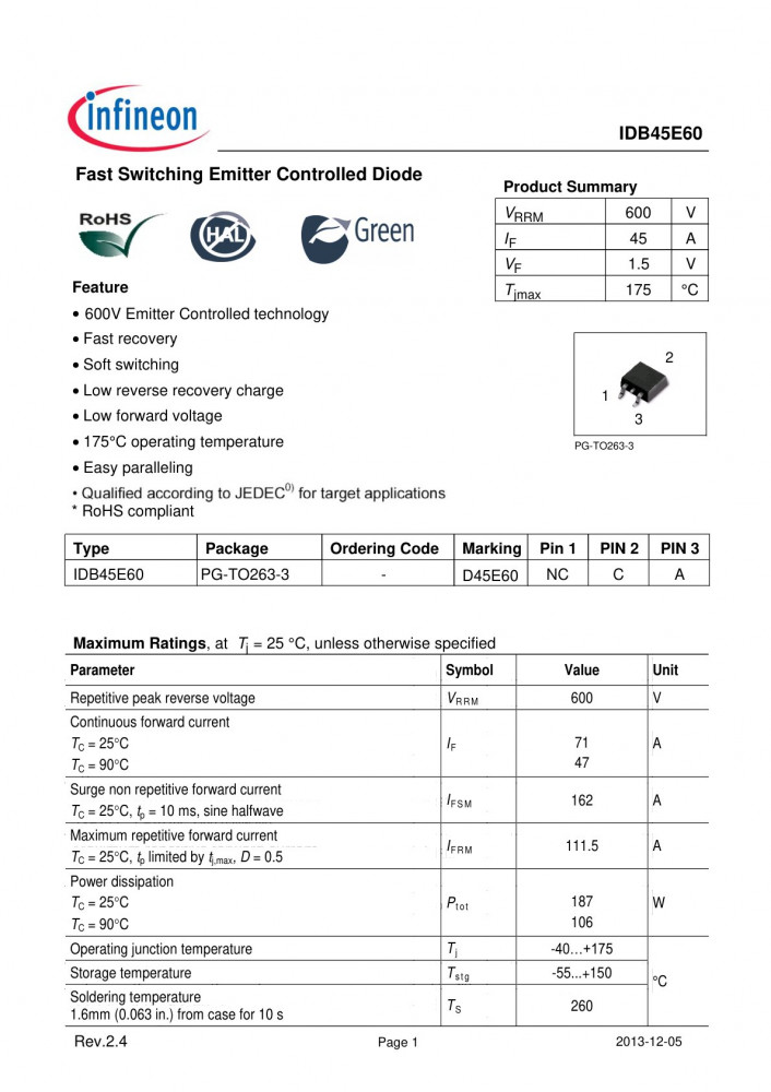 IDB45E60 datasheet page 1