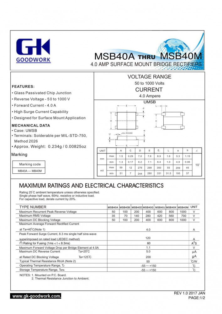 GOODWORK MSB40M datasheet page 1