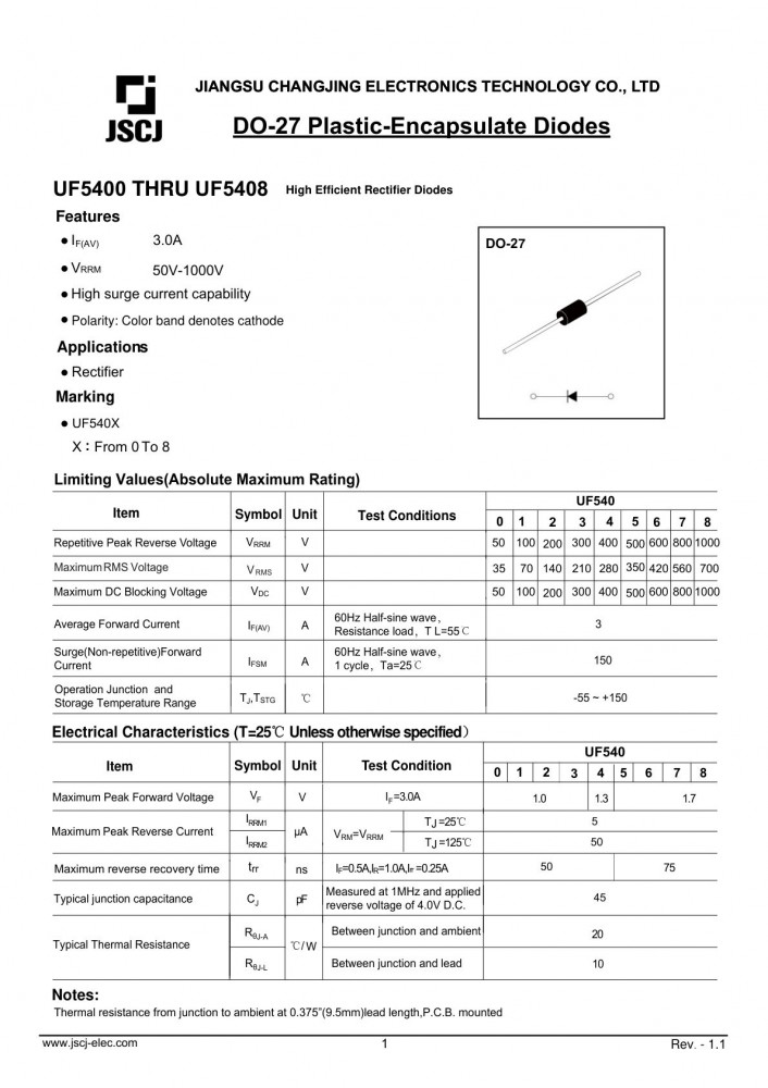 UF5408 datasheet page 1
