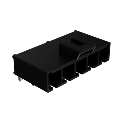 Mega-Fit Vertical Header, 5.70mm Pitch, Single Row, 3 Circuits, Matte Tin (Sn) Plating, Glow-Wire Capable, Tape and Reel, Black