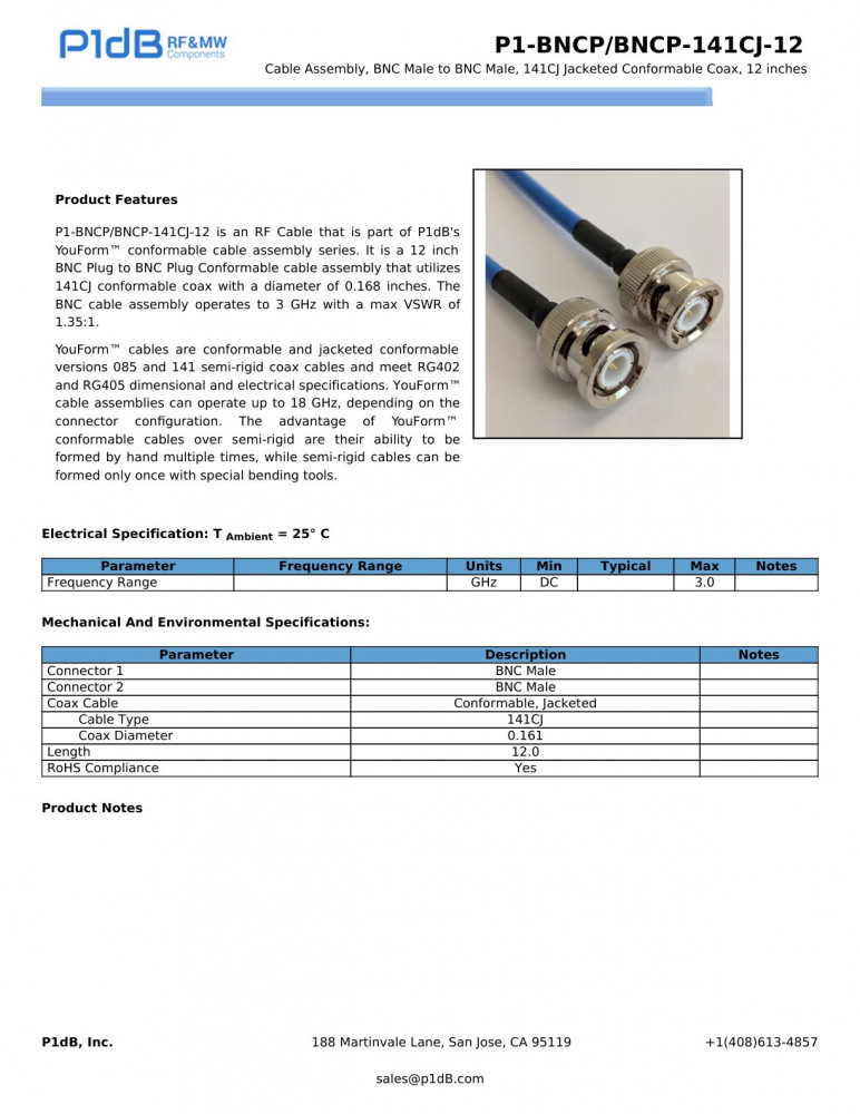 Product documentation image for P1-BNCP/BNCP-141CJ-12