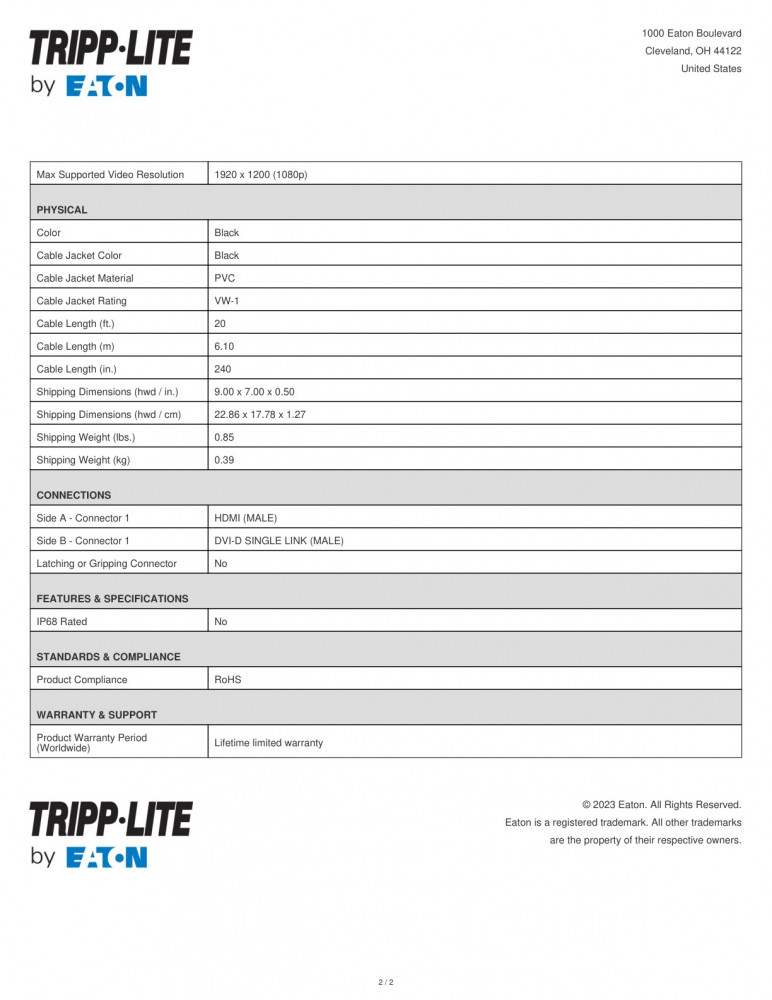EATON P566-020 technical document page 2