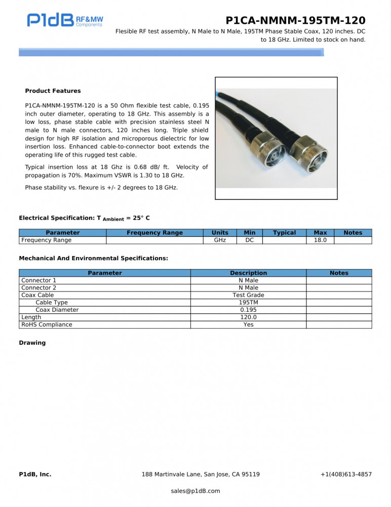 P1CA-NMNM-195TM-120 technical document page 1