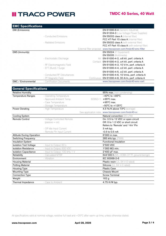 TMDC 40 technical documentation page 3
