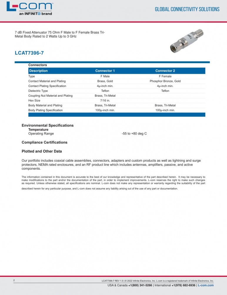 LCAT7396-7 technical datasheet page 2