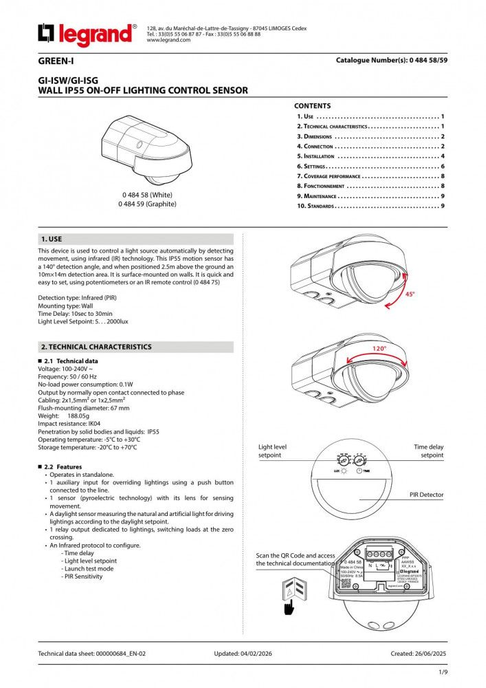 Legrand 048458 technical document, page 1