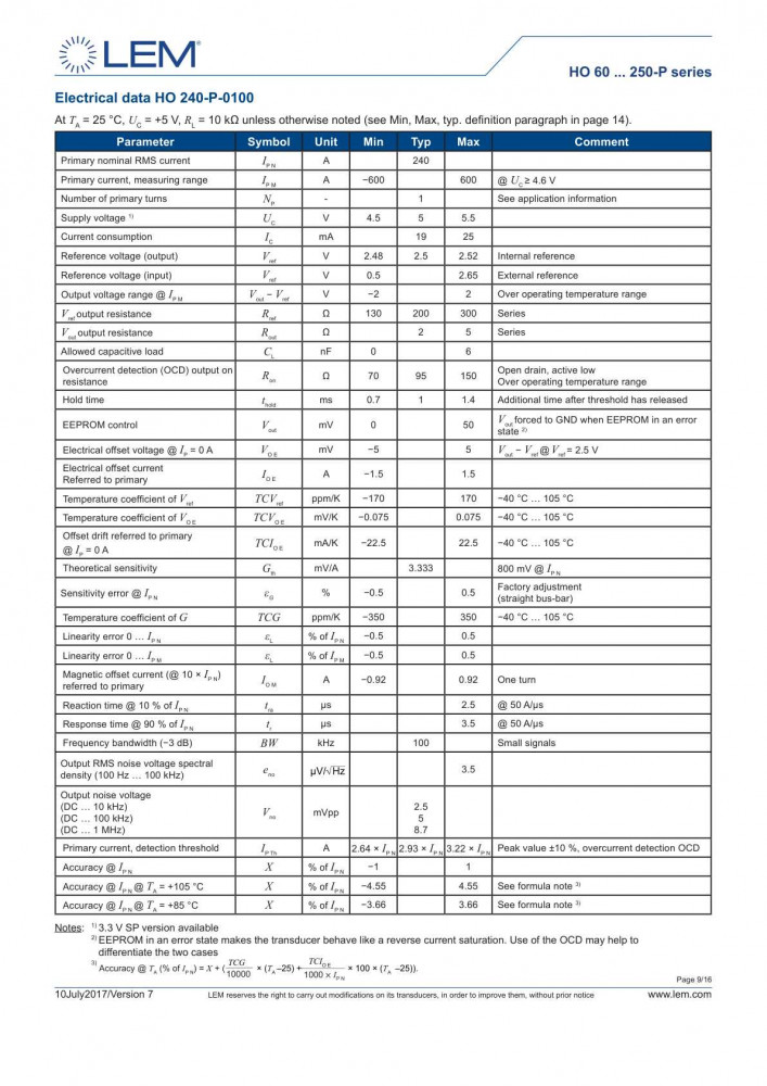 HO 240-P datasheet page 9