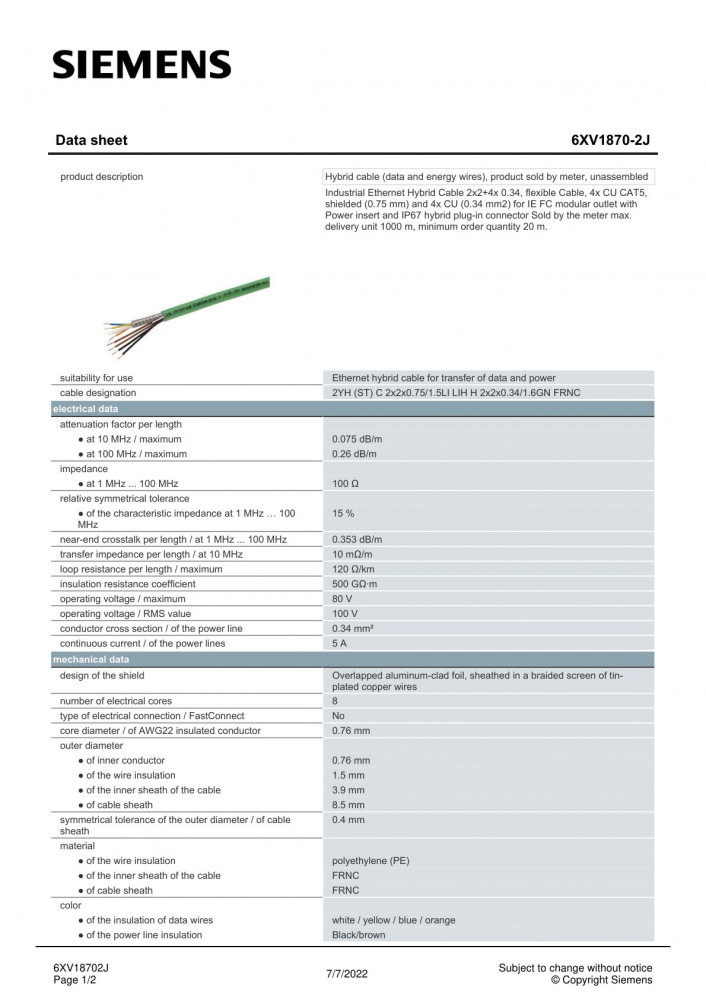 SIEMENS 6XV18702J technical document page 1
