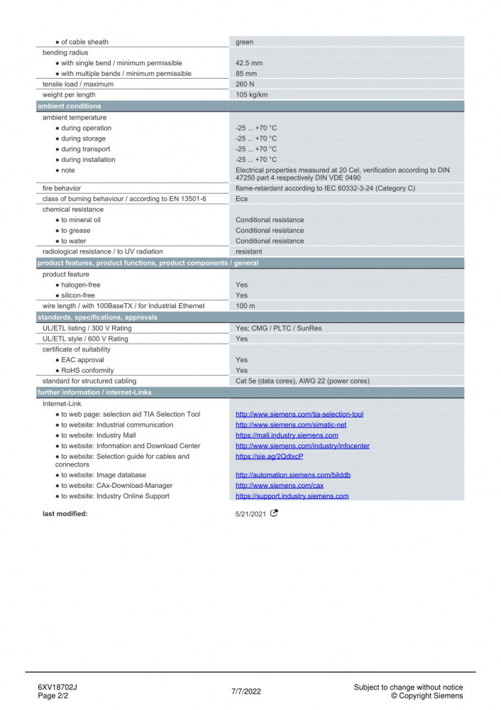 SIEMENS 6XV18702J technical document page 2