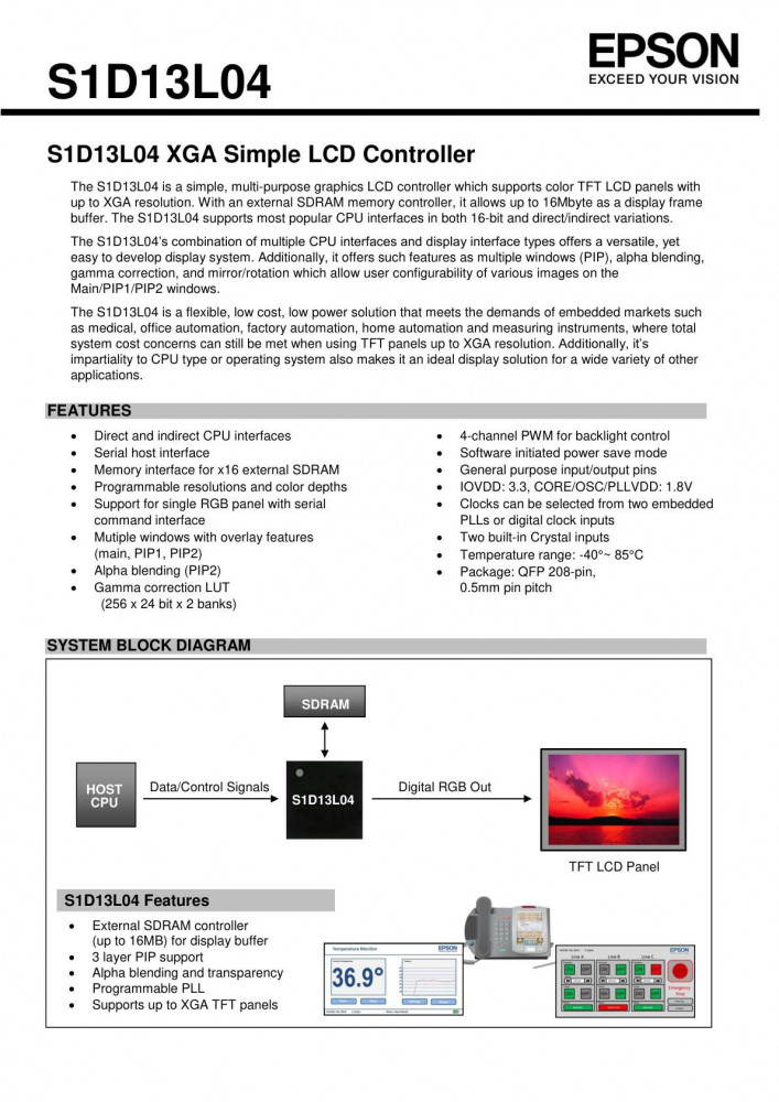 EPSON S1D13L04 technical document page 1