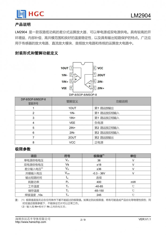 LM2904DRG datasheet page 2