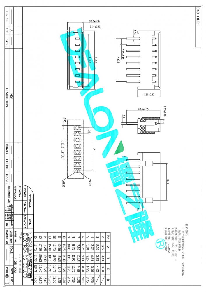 DEALON 1.25-9A technical drawing