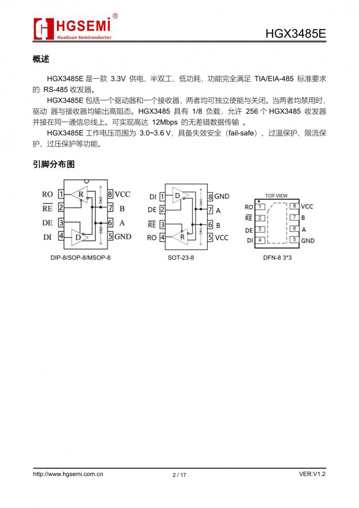HGX3485E datasheet page 2