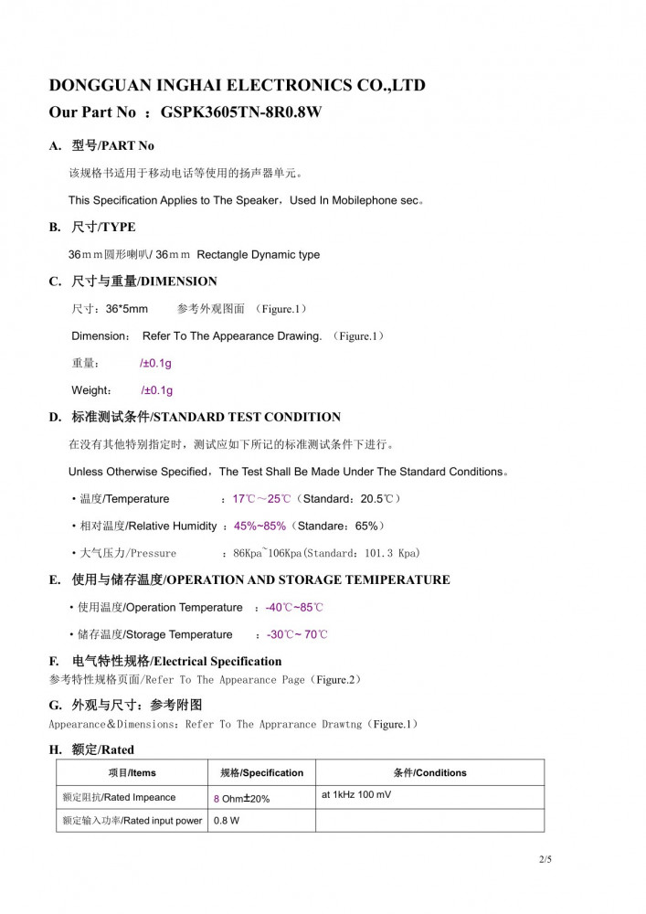 GSPK3605TN-8R0.8W specification page 2