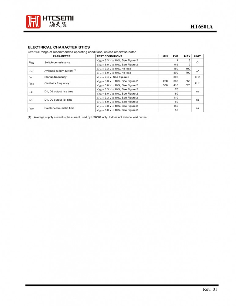 HT6501ARTZ datasheet page 4