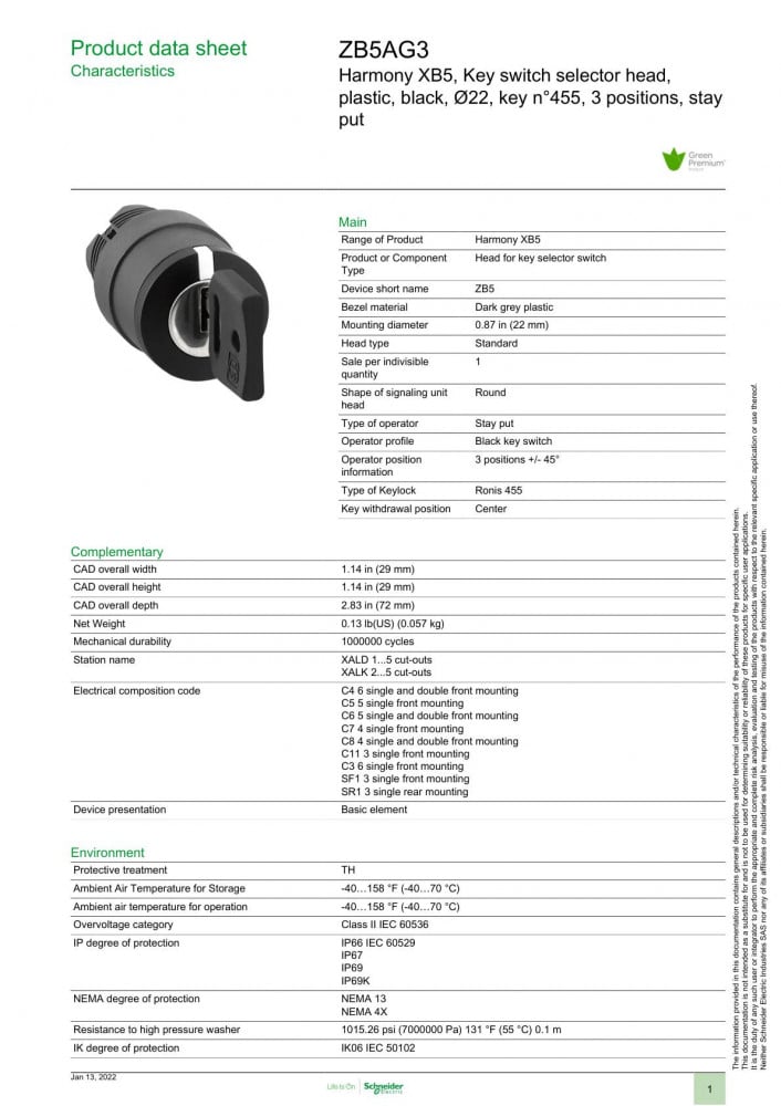 ZB5AG3 technical document page 1