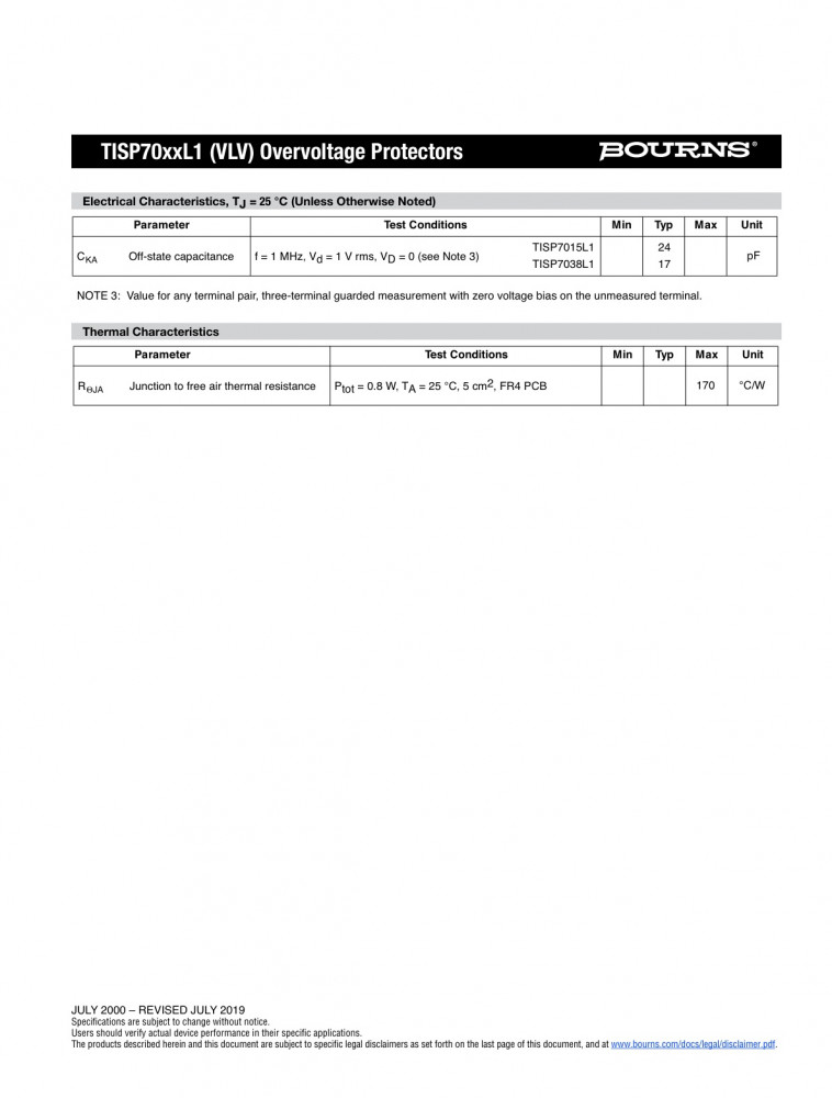 TISP7038L1DR-S datasheet page 3