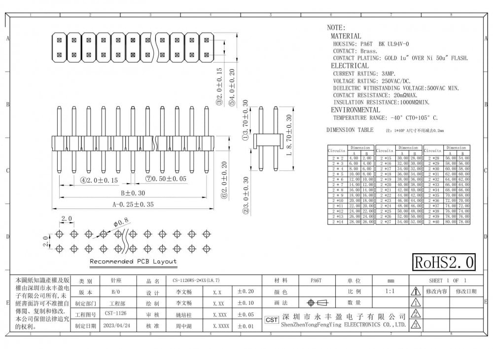 CST CS-1126WS-2*5(L8.7)PA6T technical drawing