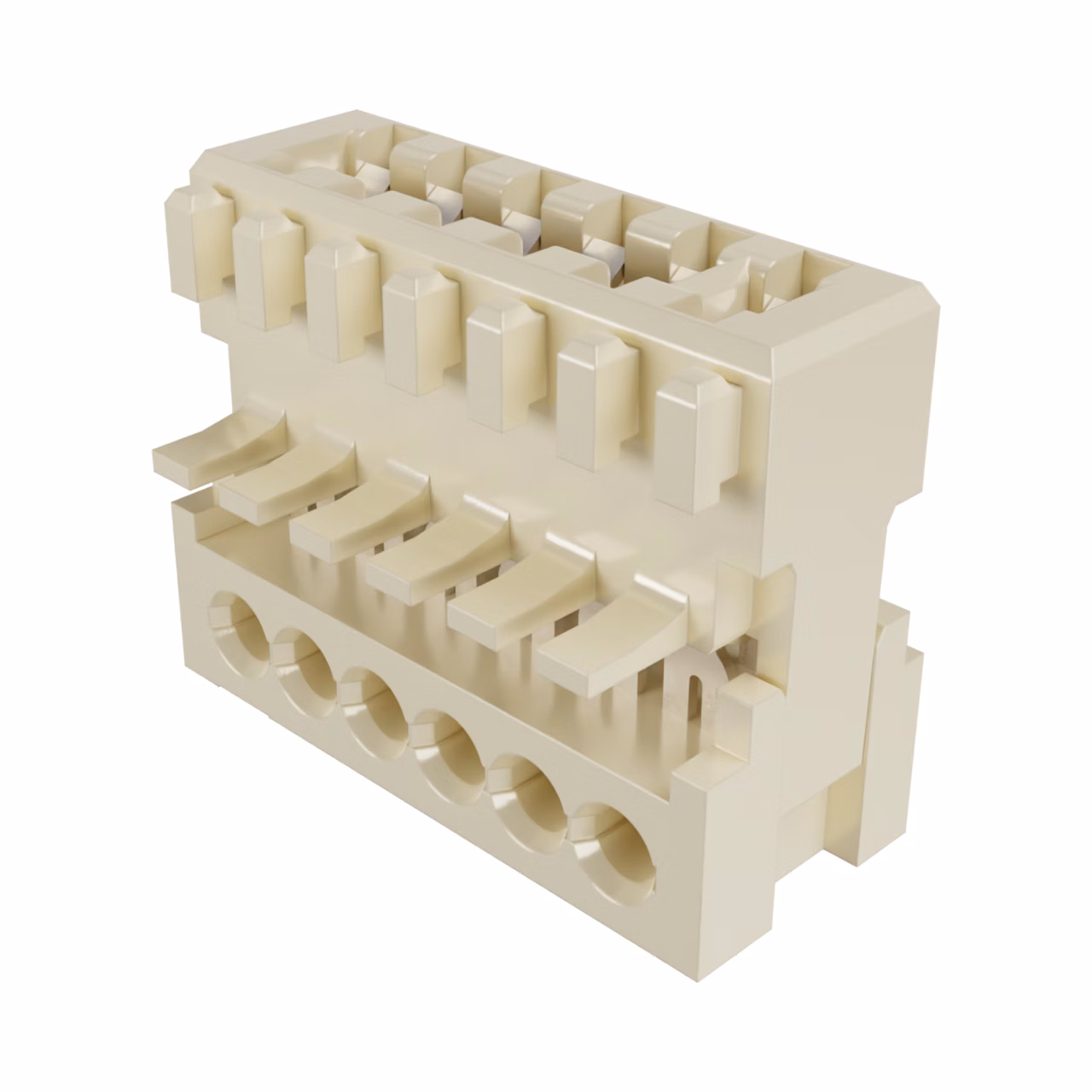 Appli-Mate RAST 2.5 Connector, 2.50mm Pitch, Female, 6 Circuits, Polarizing Rib Between 5/6, Closed Endwalls, Tin Plating for sale