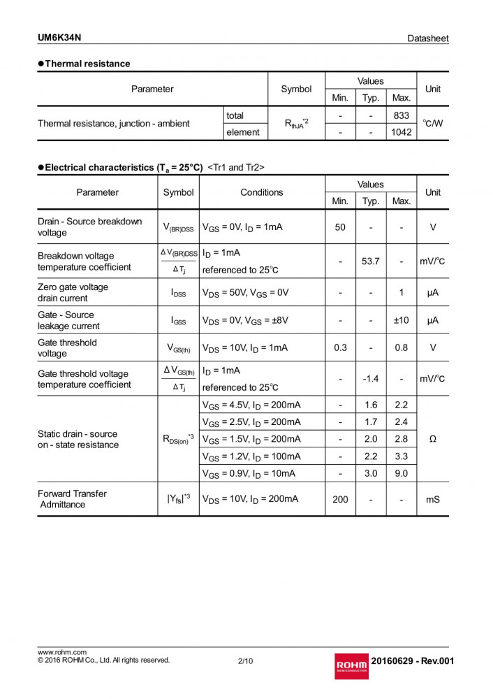 UM6K34NTCN datasheet page 2