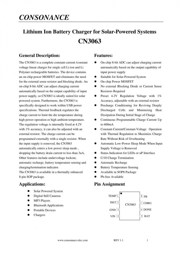 CN3063 datasheet page 1