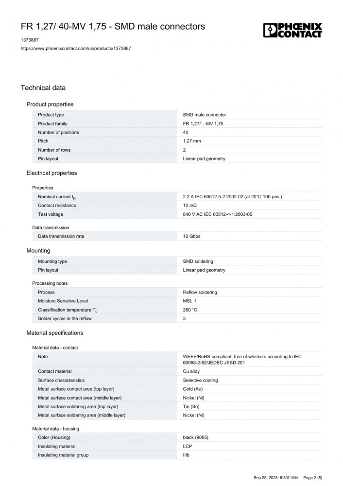 Phoenix Contact 1373887 technical document page 2