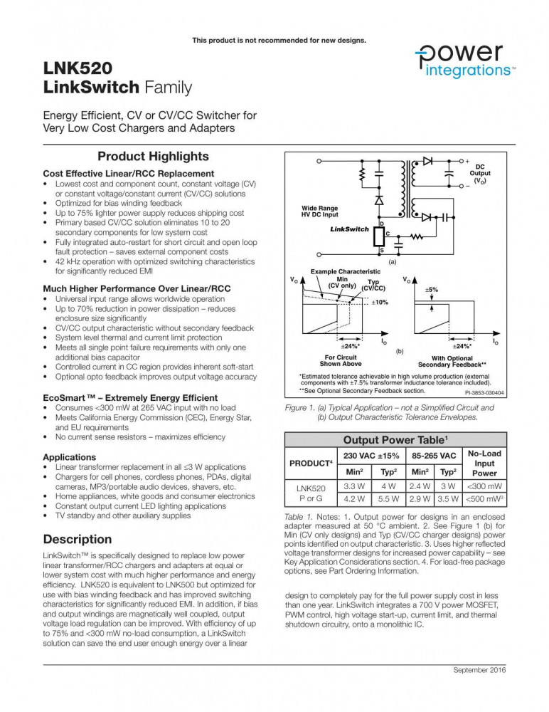 LNK520 technical document page 1
