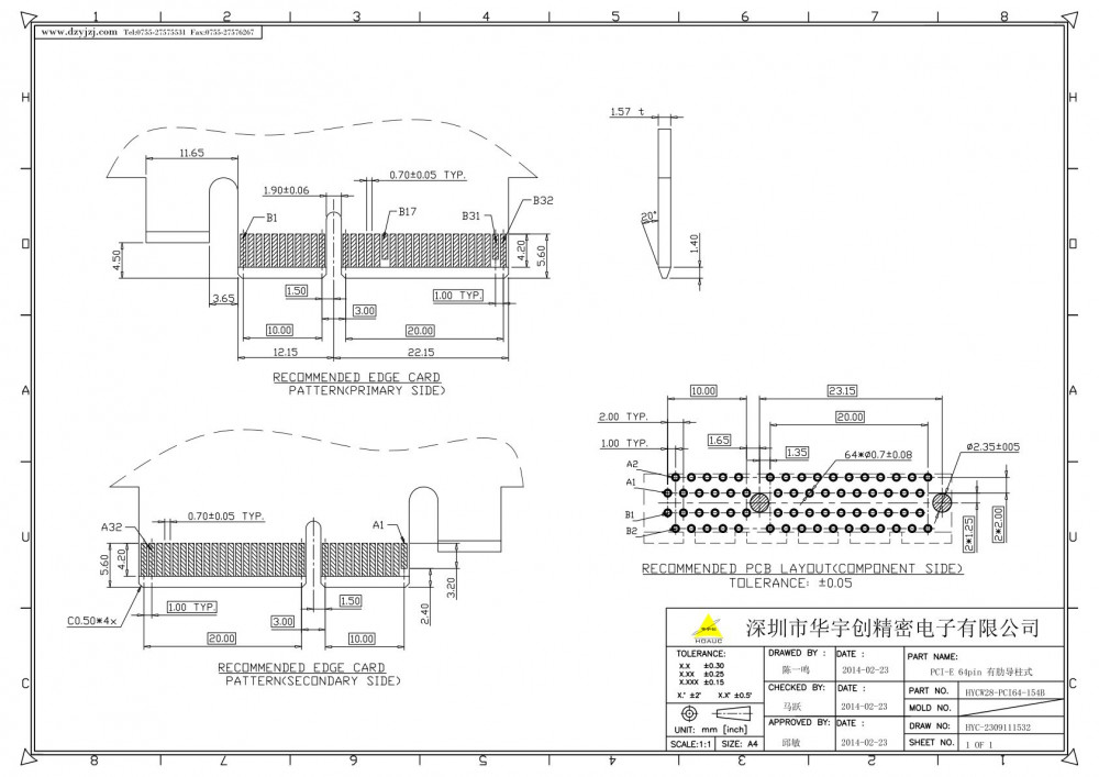 HOAUC HYCW28-PCI64-154B technical drawing page 2