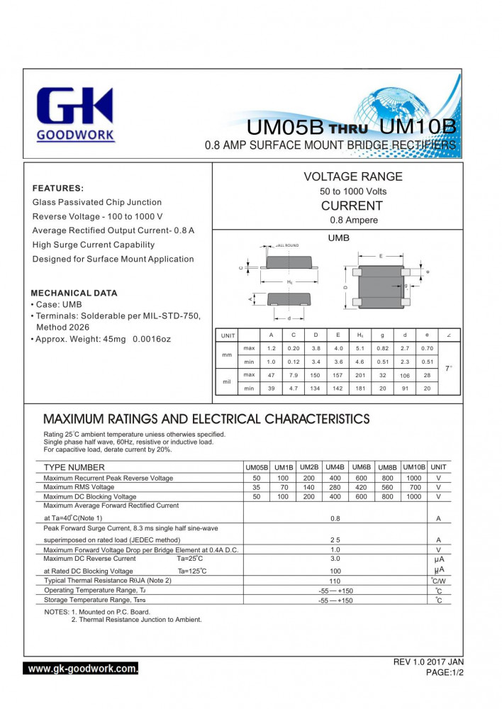GOODWORK UM10B-B7 datasheet page 1
