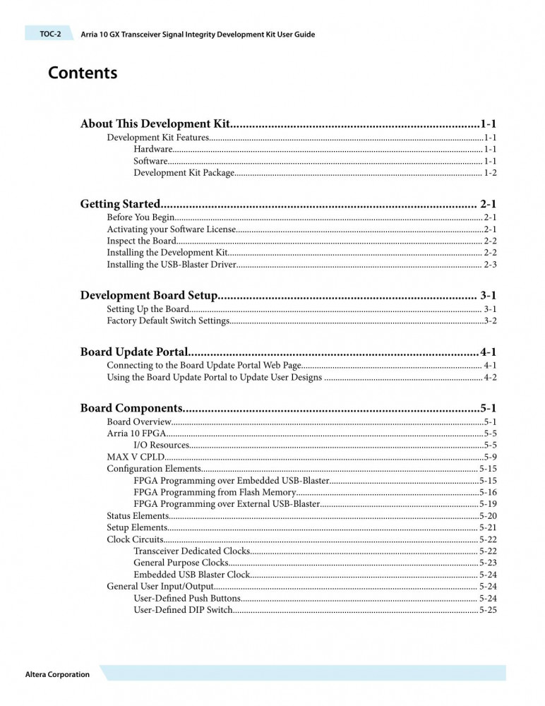 Arria 10 GX development kit user guide page 2