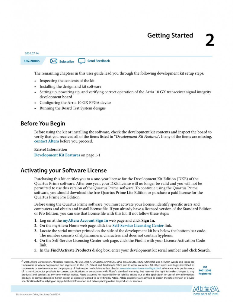 Arria 10 GX development kit user guide page 6