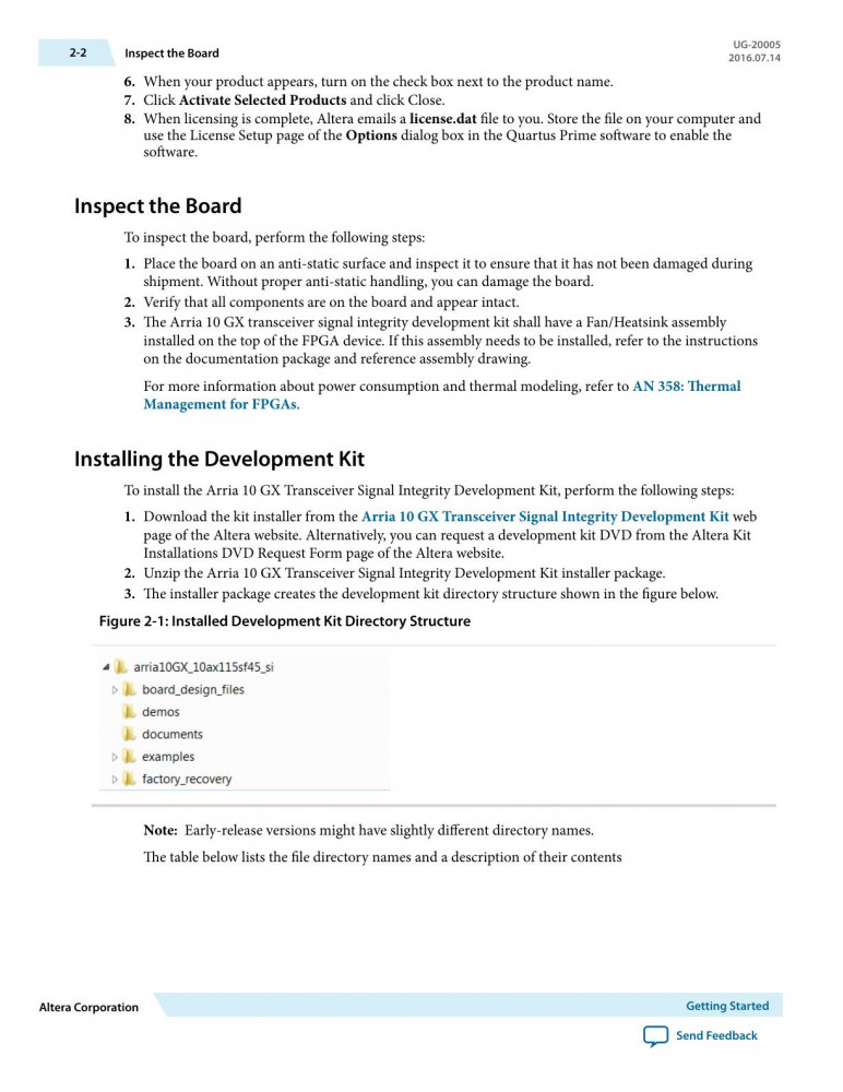Arria 10 GX development kit user guide page 7