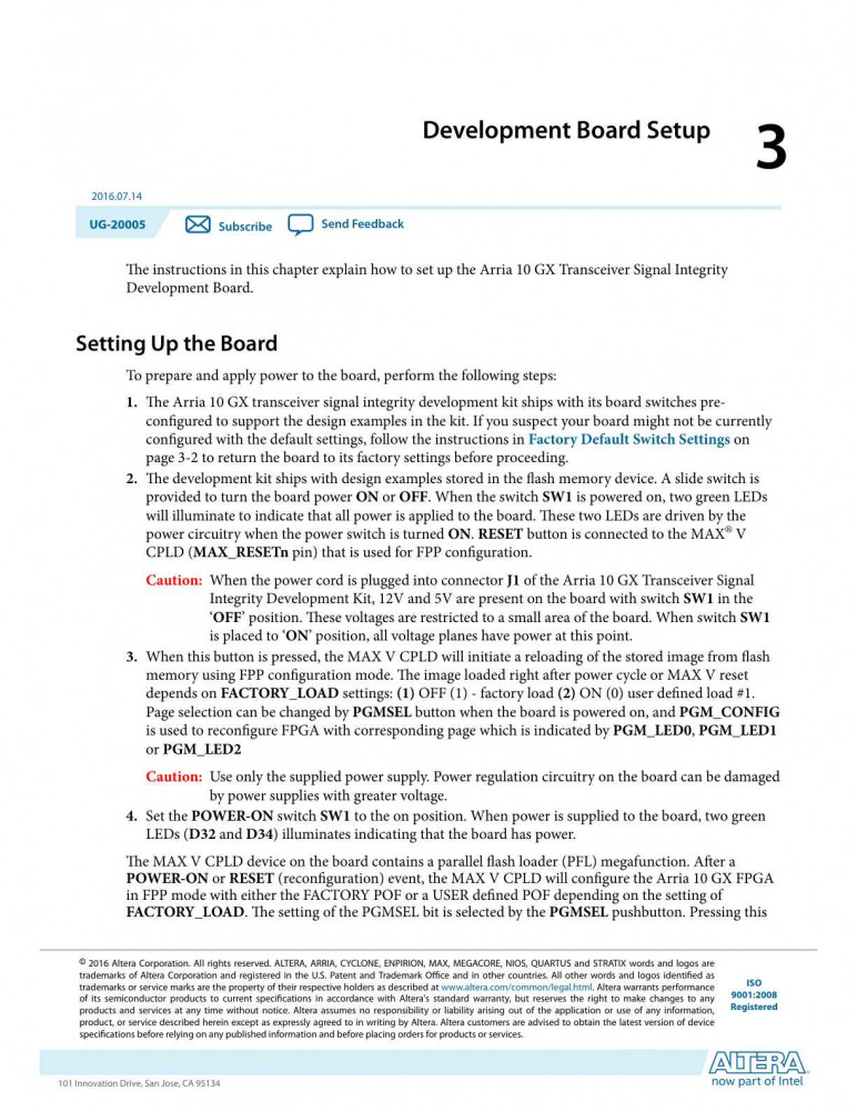 Arria 10 GX development kit user guide page 9