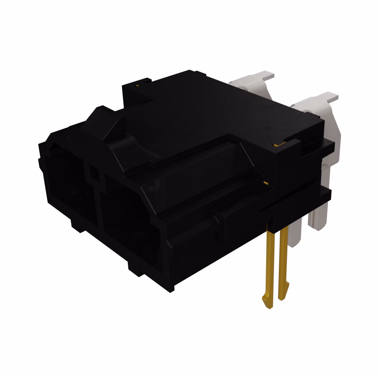 Mini-Fit Sr. Right-Angle Header, 10.00mm Pitch, Single Row, 2 Circuits, 8.30mm Tail Length, for 6.35mm PCB, Silver (Ag) Plating, with Clip for sale