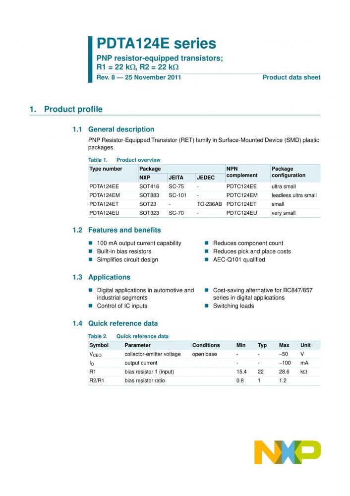 PDTA124EU datasheet page 2