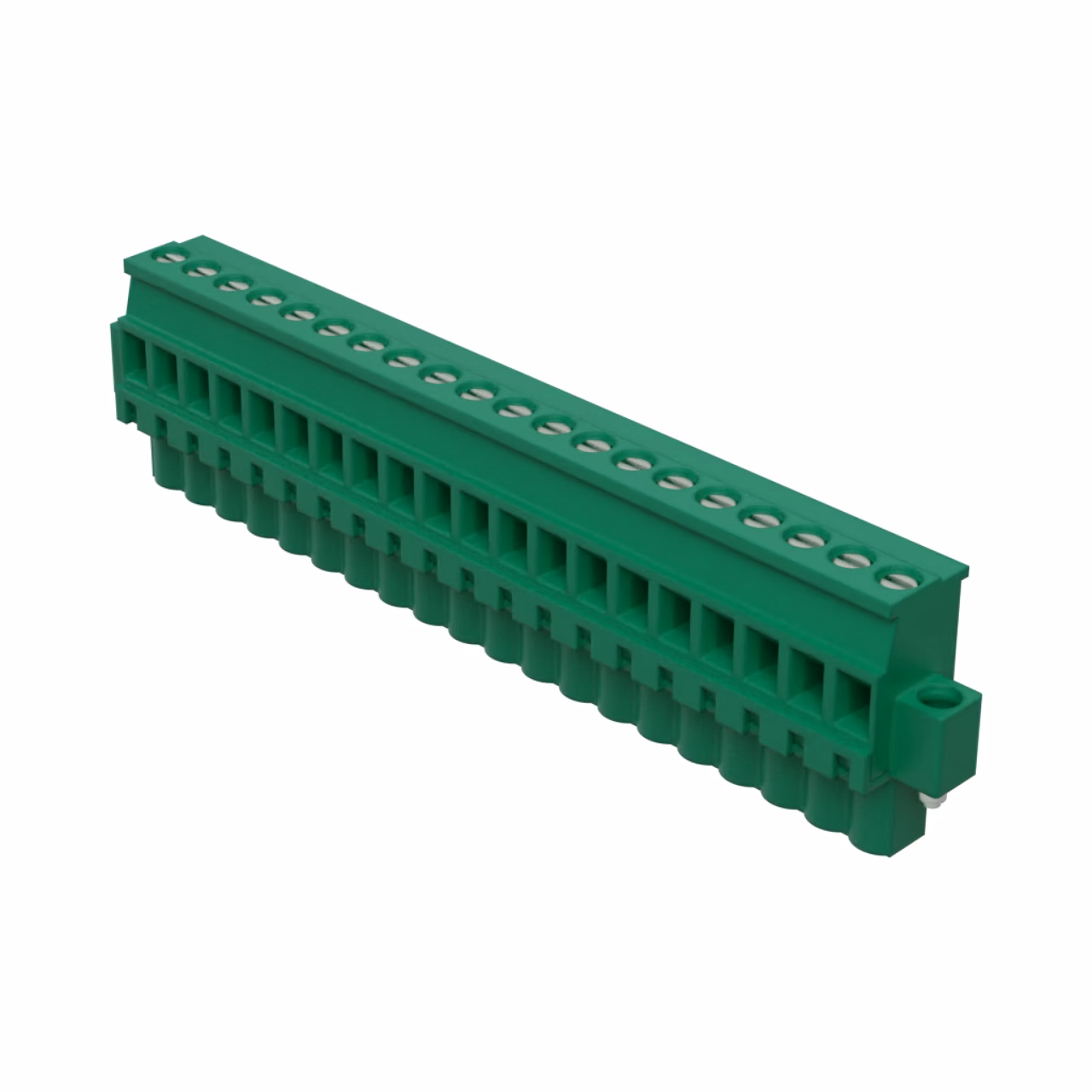 5.00mm Pitch Eurostyle Vertical Plug, with Retention Screws and Reverse Imprinting, Rear Wire Entry, Green Housing, 20 Circuits for sale