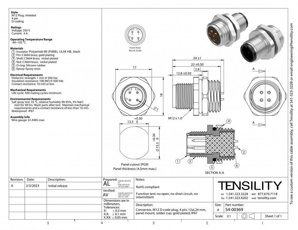 Technical drawing image for Tensility International 54-00369