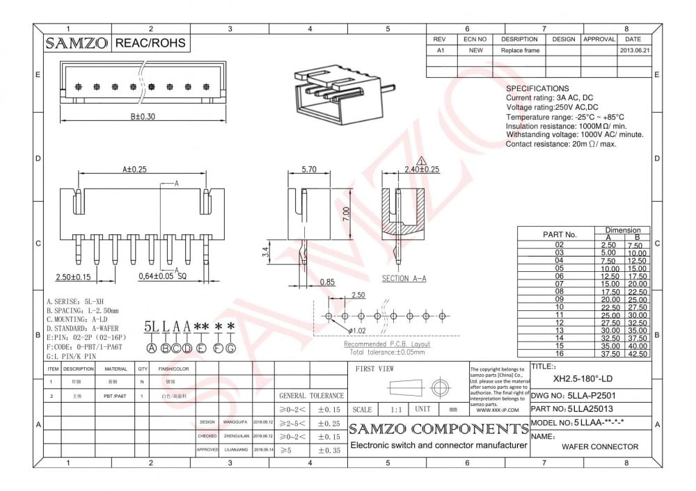 SAMZO 5LLAA020L technical drawing