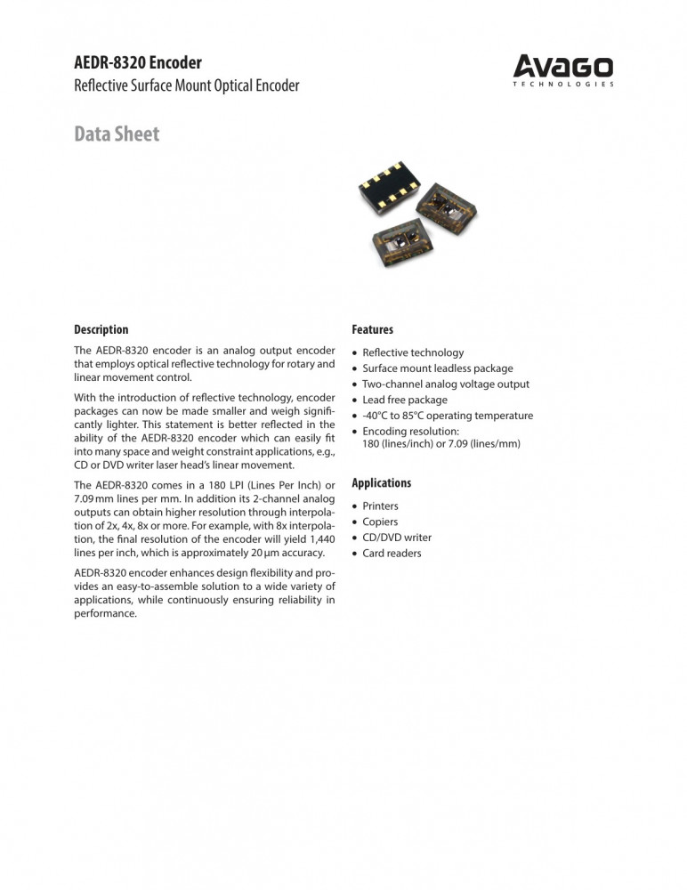 AEDR-8320-1Q2 datasheet page 1
