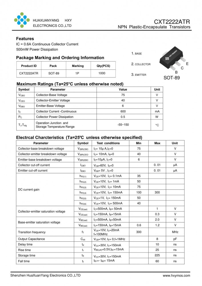 CXT2222ATR-HXY datasheet page 1