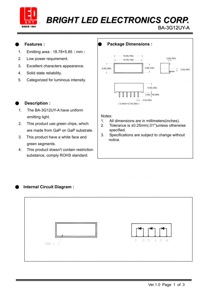 BA-3G12UY-A technical document page 1
