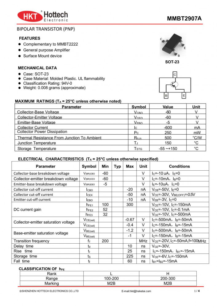 MMBT2907A datasheet page 1