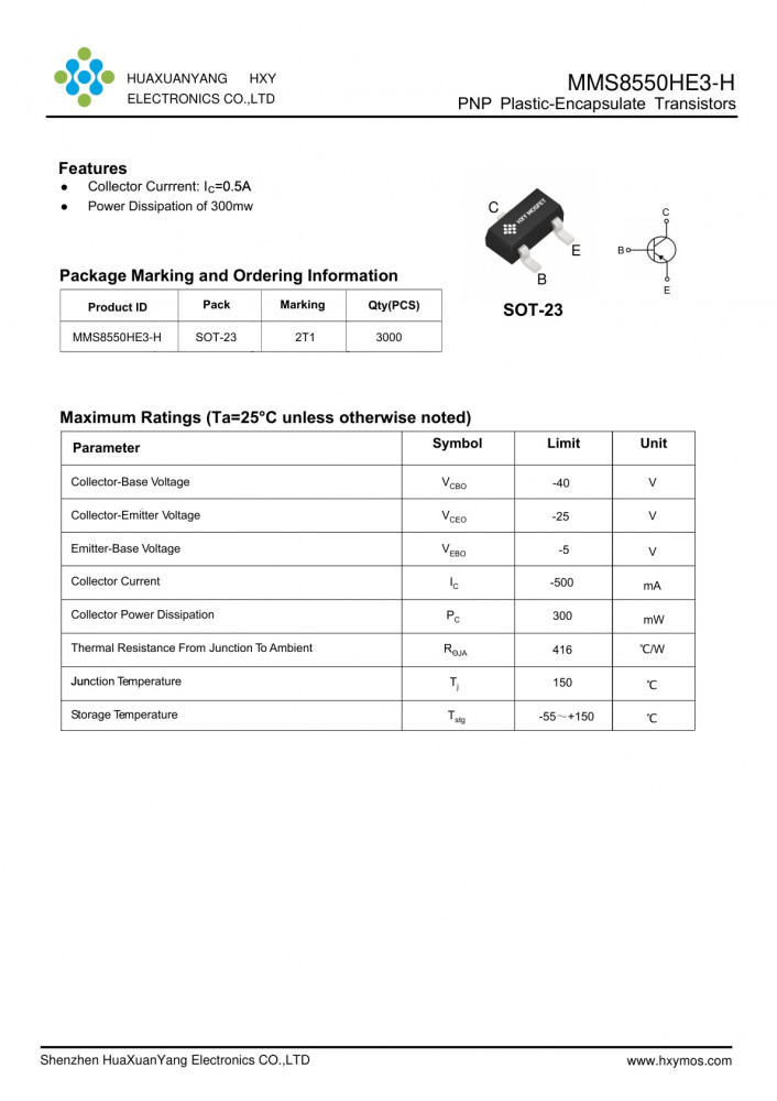 MMS8550HE3-H-HXY datasheet page 1