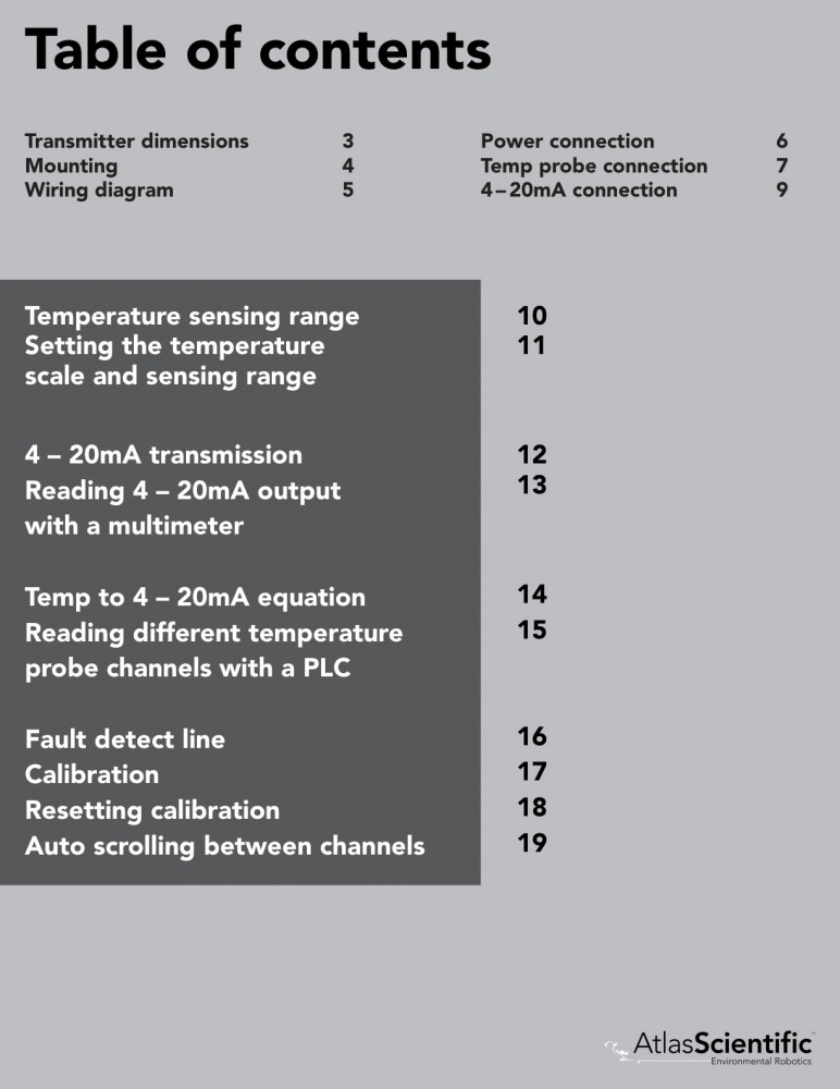 RTD³ industrial temperature transmitter documentation, page 2