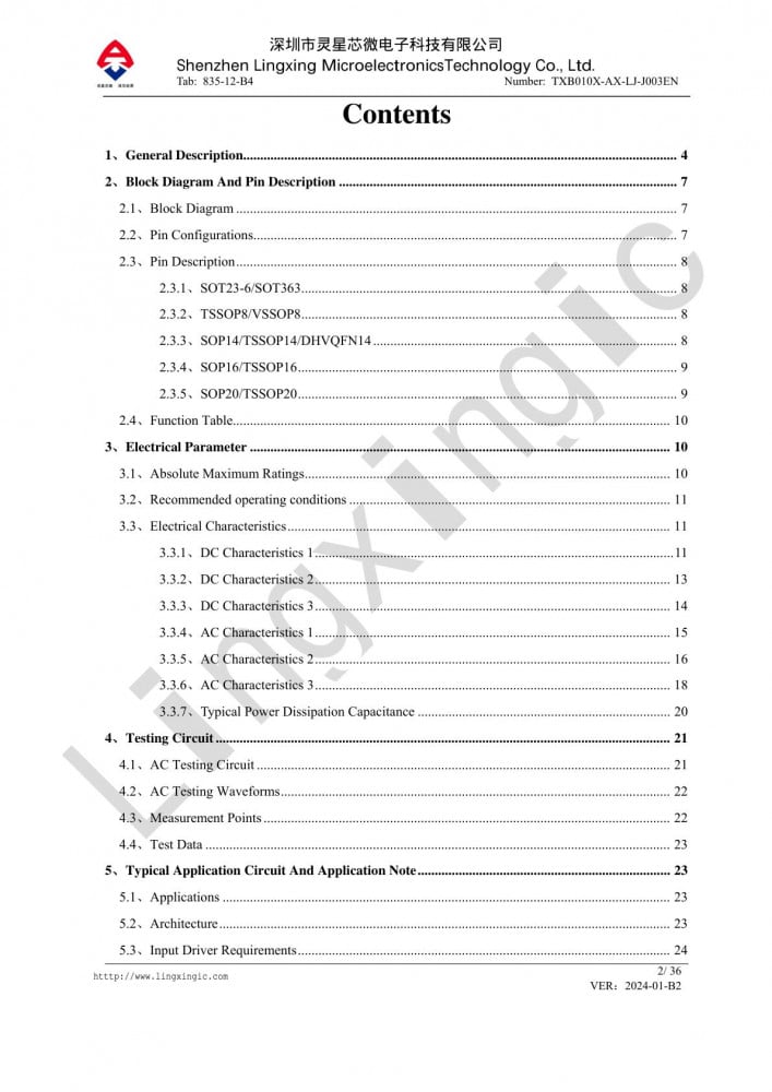 TXB010X datasheet page 2