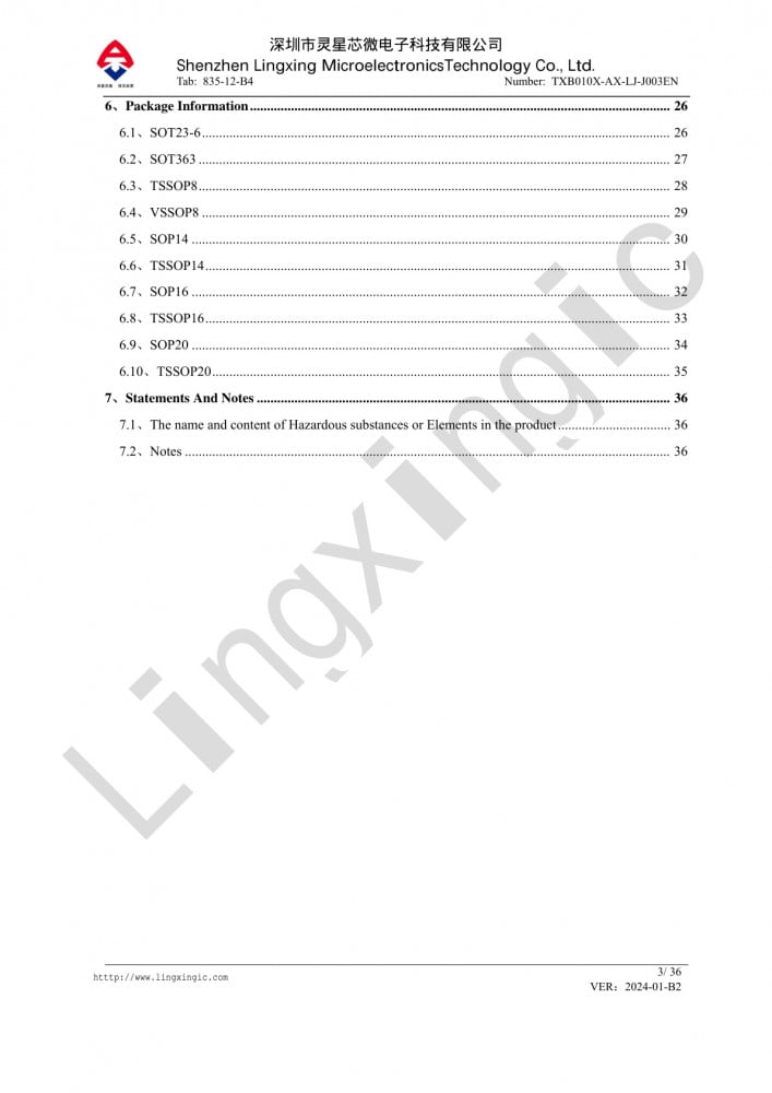 TXB010X datasheet page 3