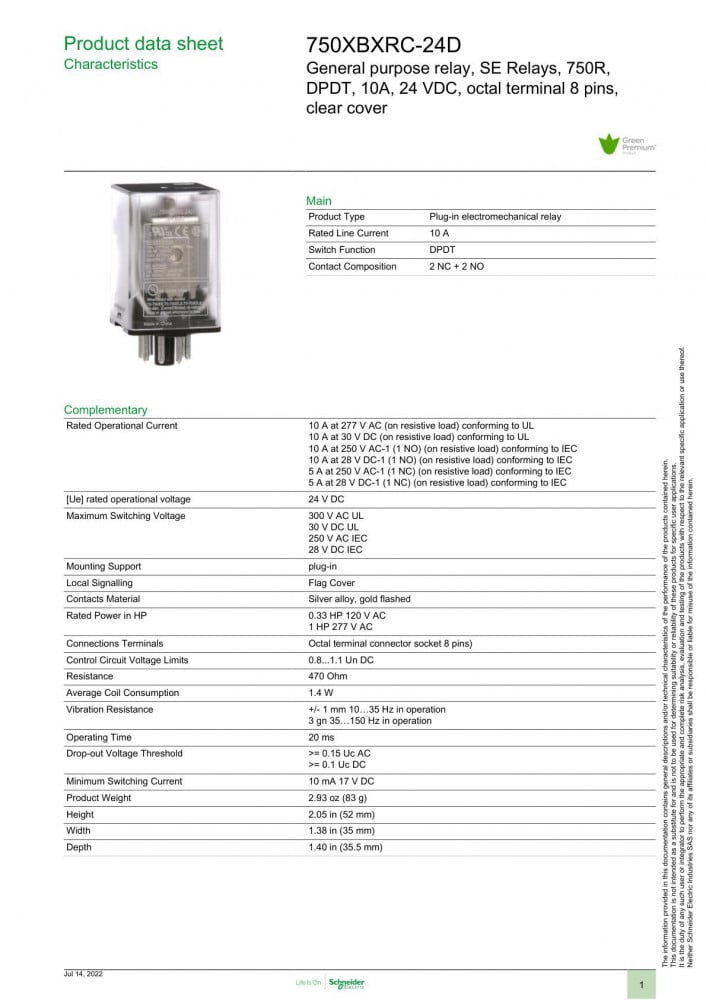 750XBXRC24D technical document page 1